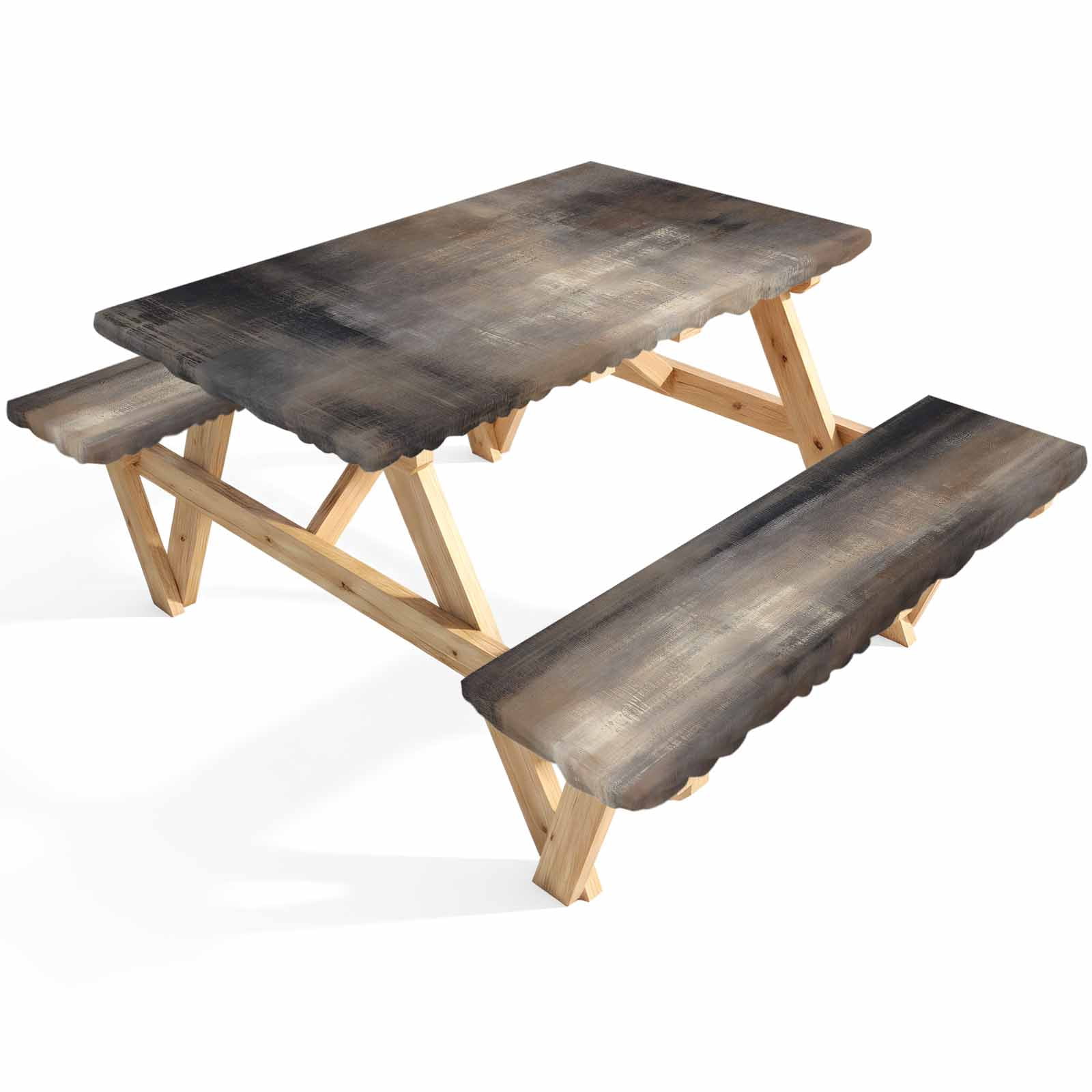 Abstract Brown Mottled Paint Picnic Table Cover with Bench Covers Retro ...