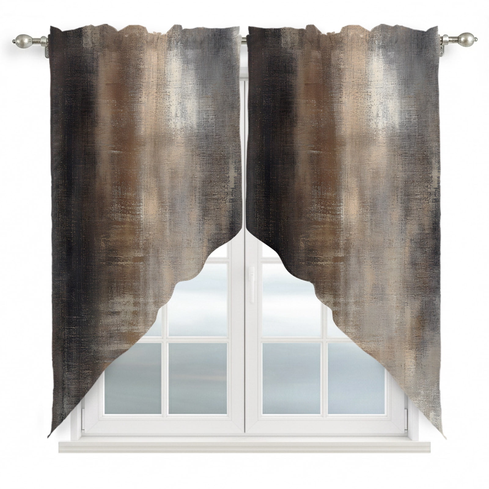 Abstract Brown Mottled Paint Swag Curtain Valance for Small Windows ...