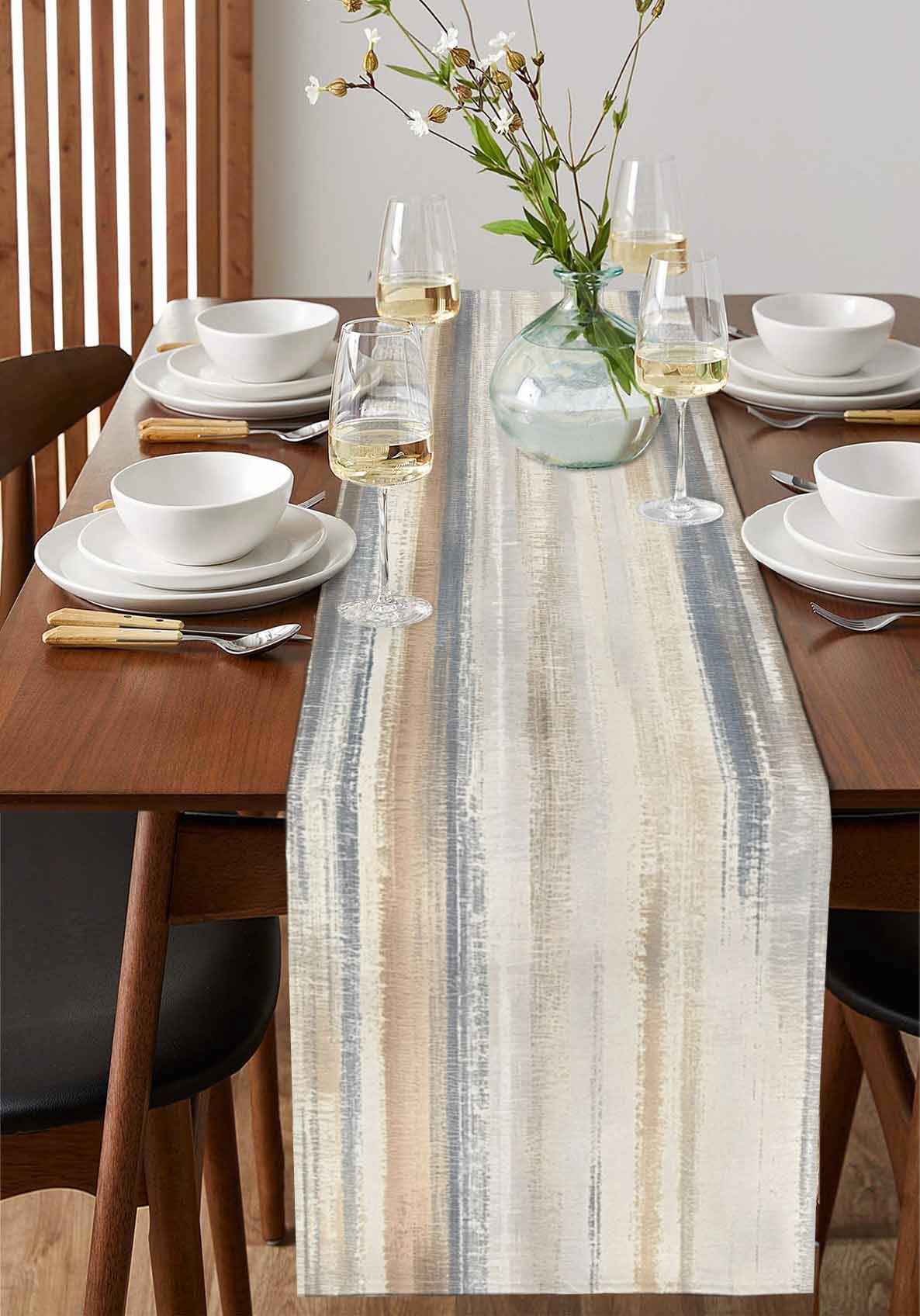 Abstract Brown Mottled on Retro Table Runner 13x72in Non-Slip Cotton ...
