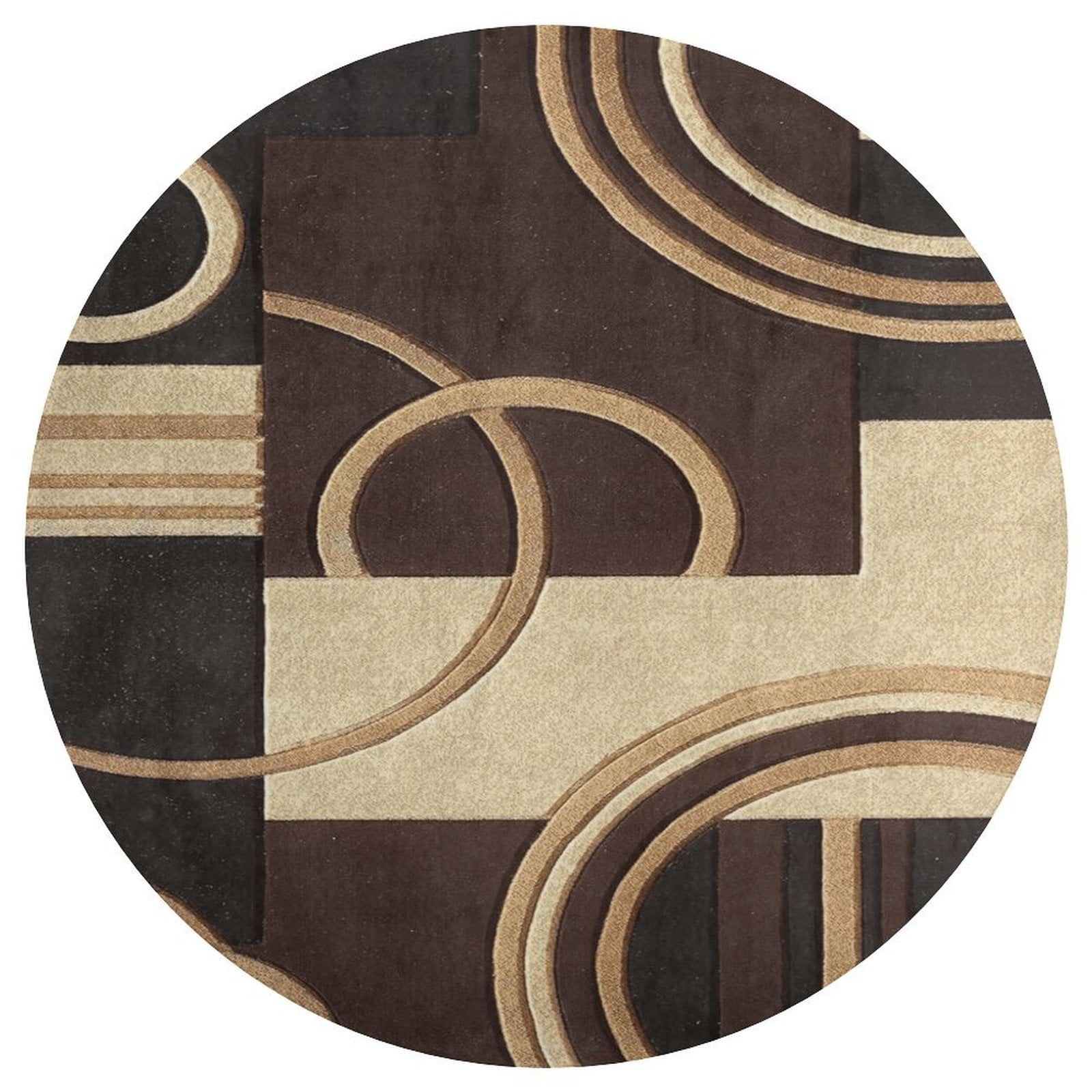 Abstract Brown Rug Design Round Carpets Living Room Sofa Coffee Table ...