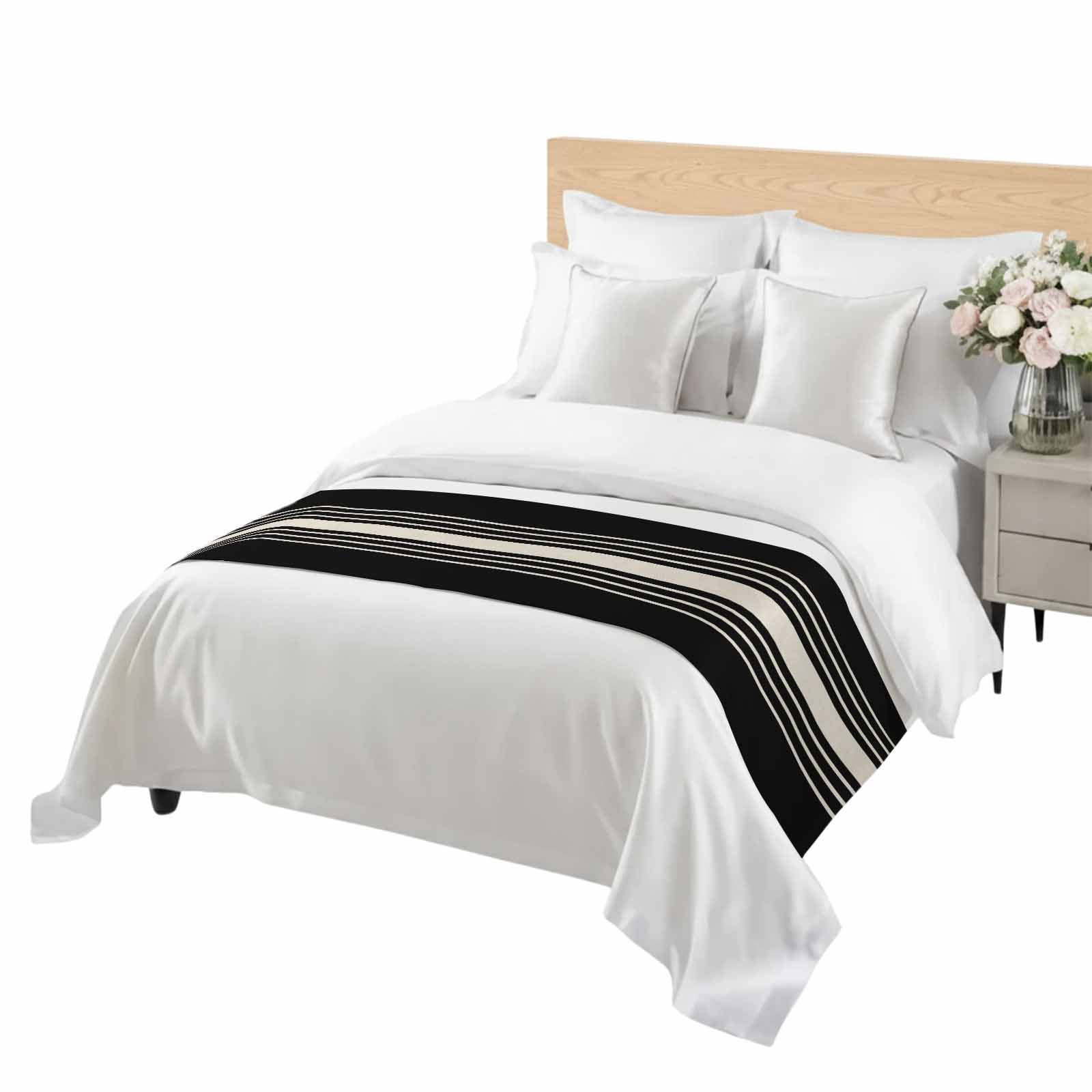 Abstract Brown Striped Bed Runner Cal King Size Simple Black Background ...