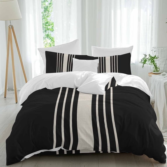 Abstract Brown Striped Comforter Set Twin Size, Simple Black Background ...