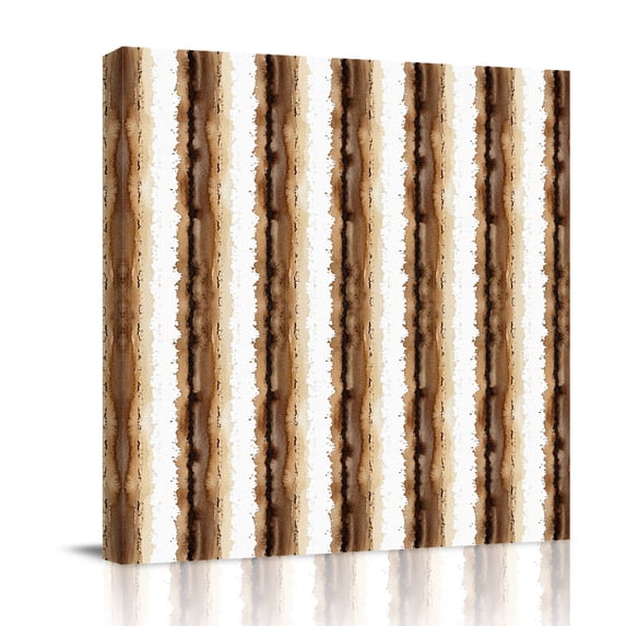 Abstract Brown Stripes Canvas Wall Art for Living Room, Dreamy Brown ...
