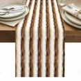 Abstract Brown Stripes Cotton Linen Table Runner Dreamy Brown White ...