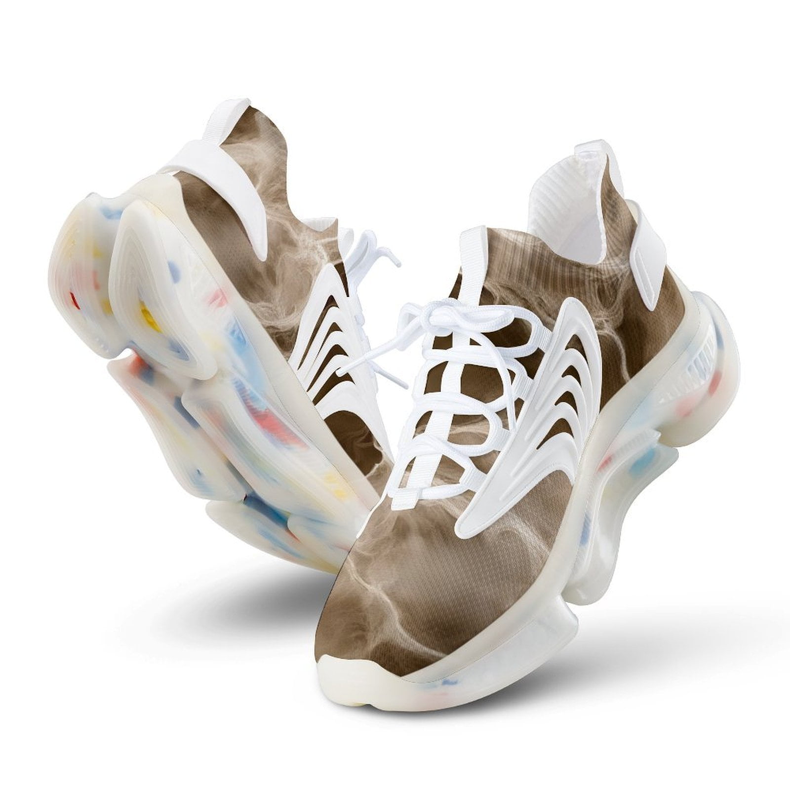 Abstract Brown Swirling Clouds Walking Shoes for Men Woman Lightweight ...