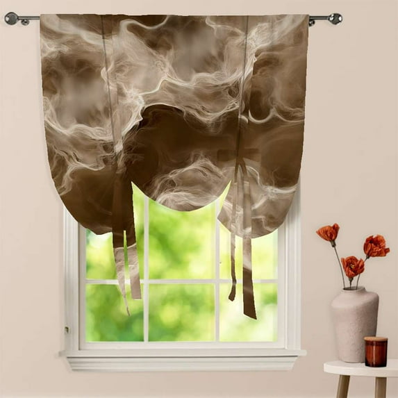 Abstract Brown Swirling Clouds Window Curtain for Living Room Roman ...