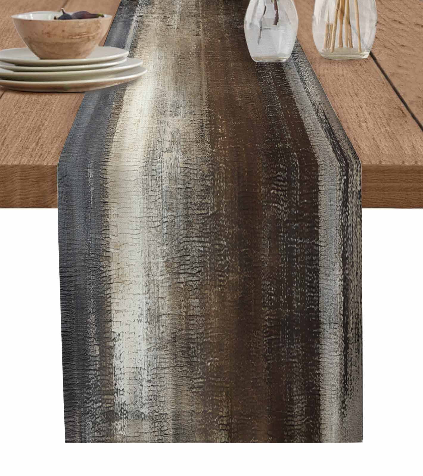Abstract Brown Table Runner-Cotton Linen- 36 Inch Holiday Dresser ...