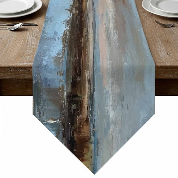 Abstract Brown Table Runner Linen Burlap Table Runner 72 Inches Long ...