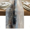 Abstract Brown Table Runner Winter Geometric Oil Painting Color Blocks ...