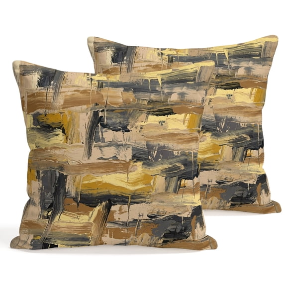 Abstract Brown Throw Pillow Covers 16 x 16 Inch Pillow Covers Set of 2 ...