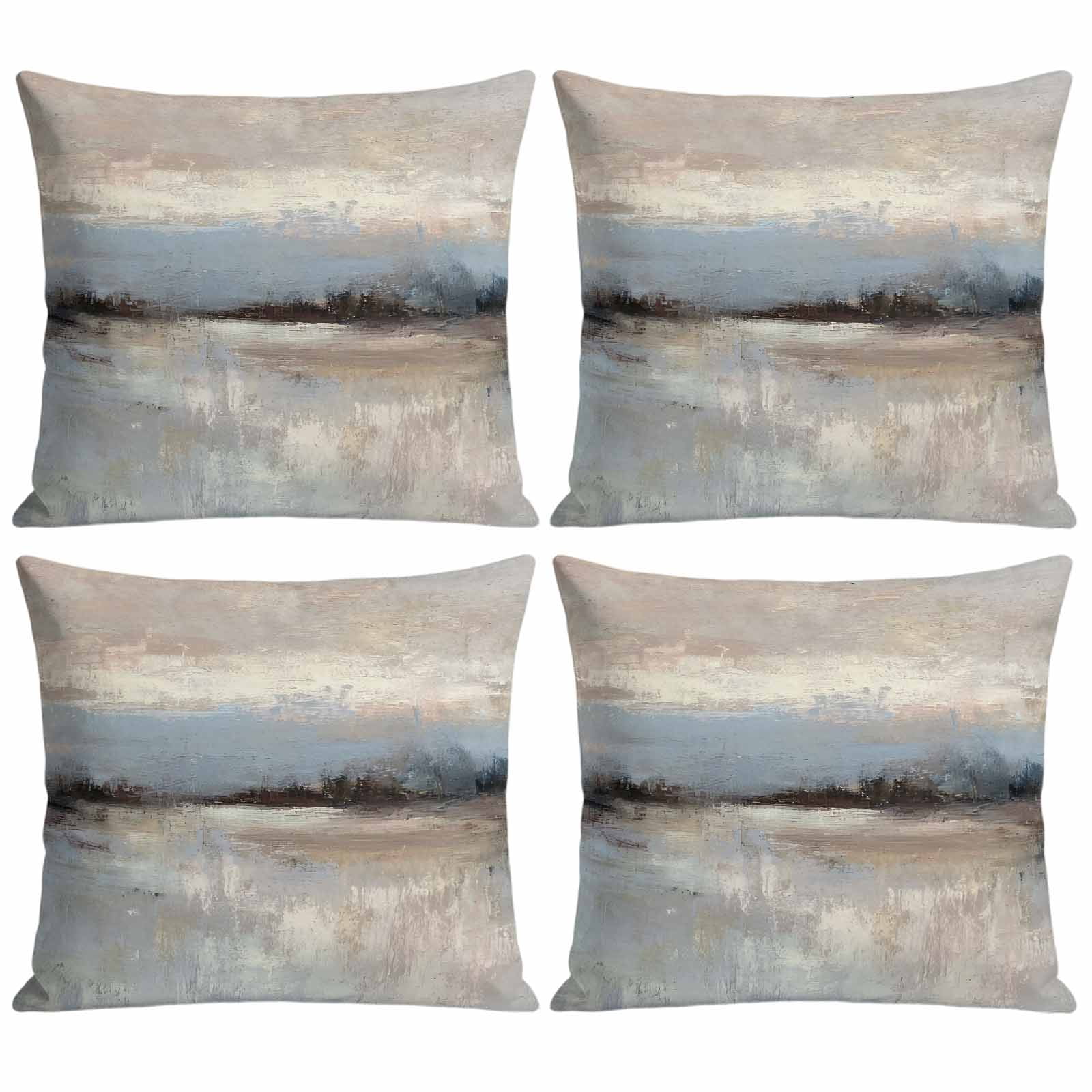 Abstract Brown Throw Pillow Covers 16 x 16 Inch Pillow Covers Set of 4 ...