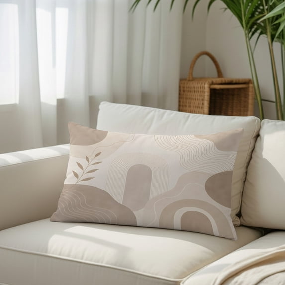 Abstract Brown Throw Pillow Covers, Boho Botanical Rustic Branch ...