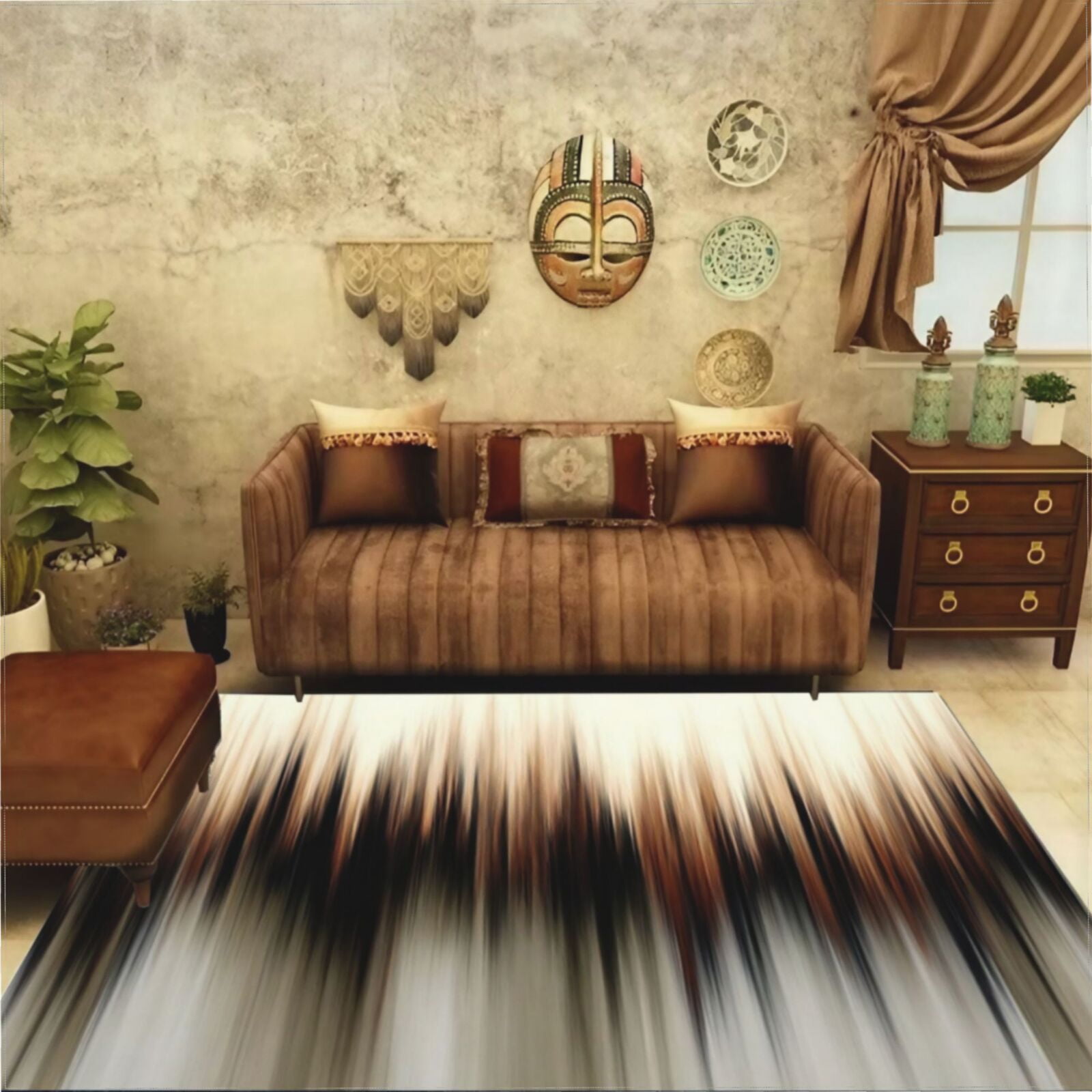Abstract Brown Vertical Lines Art Light Luxury Home Carpets Living Room ...