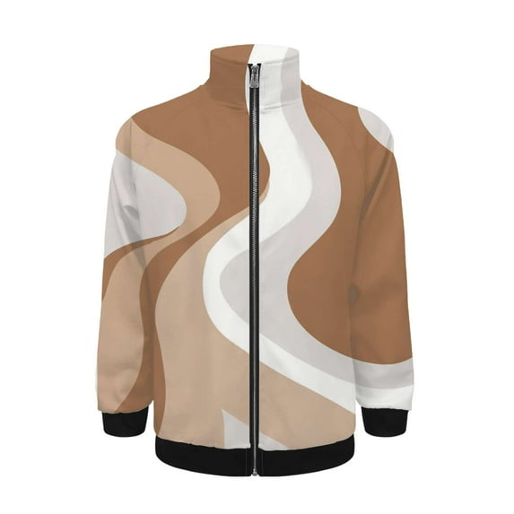 Abstract Brown Wavy Design Art Jacket Men's Street Cool Long Sleeves ...