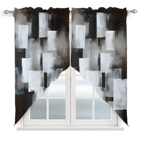 Abstract Brown White Swag Valances for Windows 36 inches Long, Modern ...