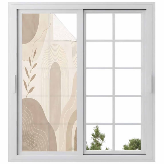 Abstract Brown Window Privacy Film Boho Botanical Rustic Branch ...