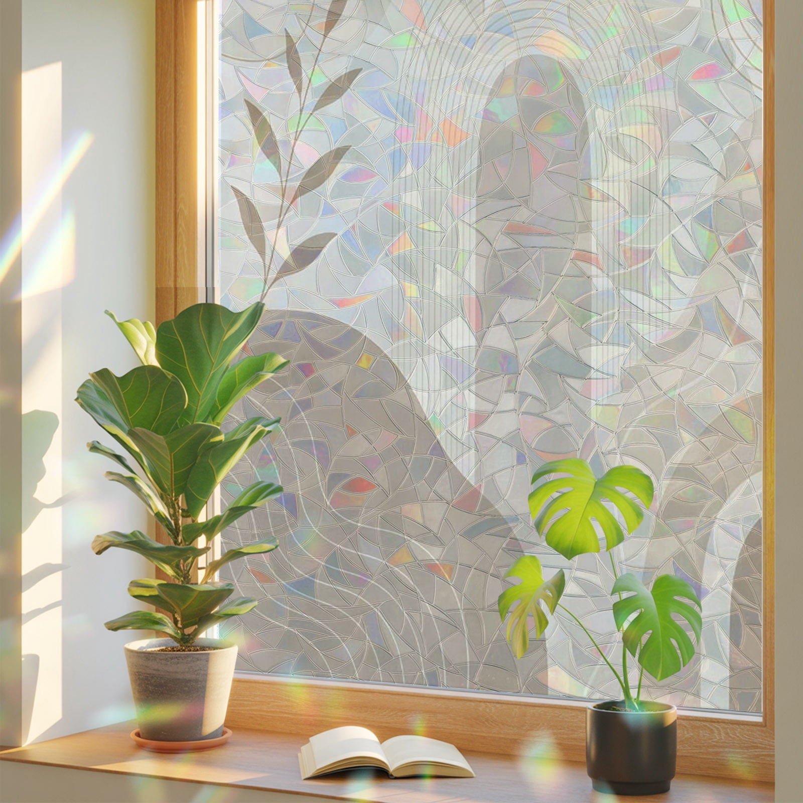 Abstract Brown Window Privacy Film, Boho Botanical Rustic Branch ...