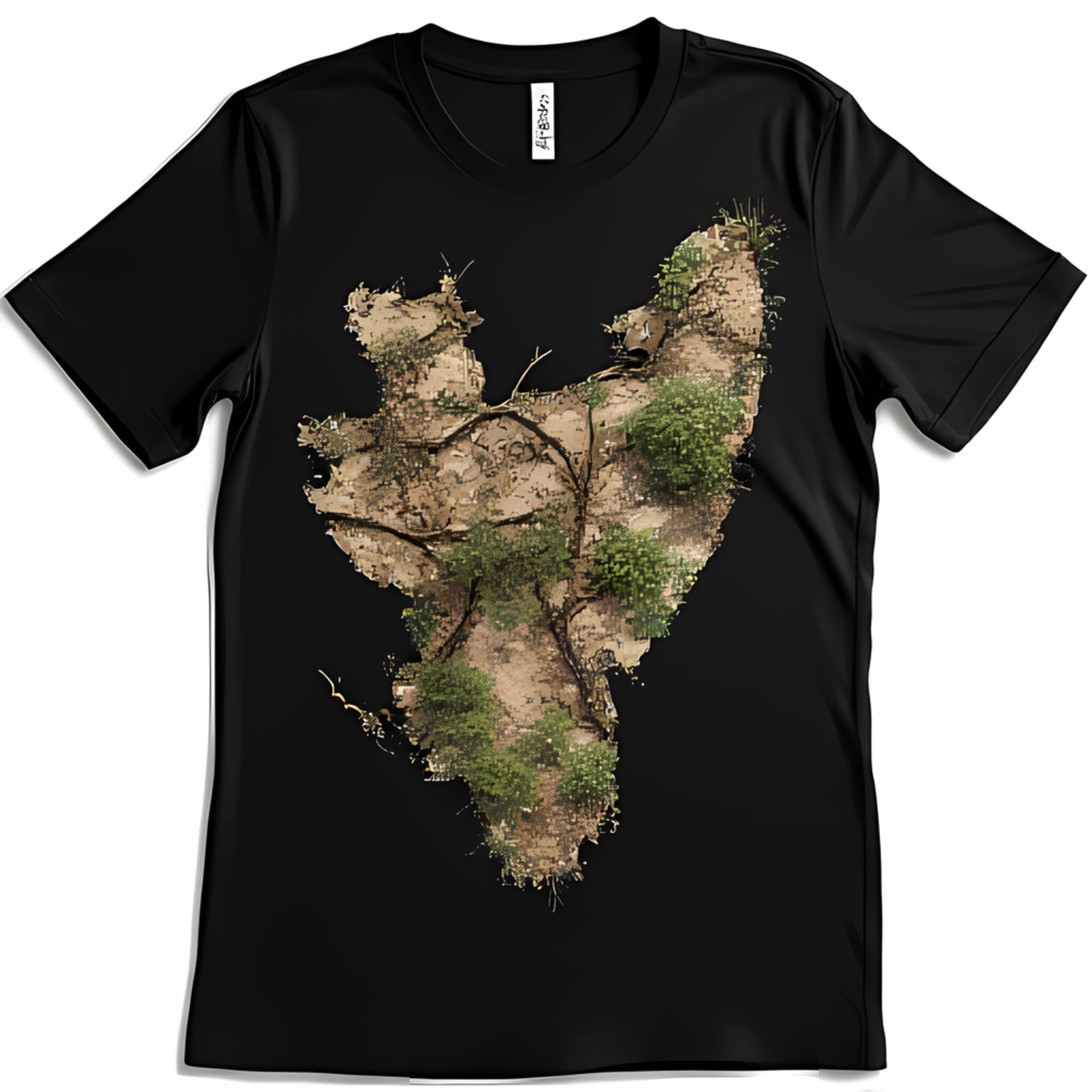 Abstract Brown and Green Dirt Pattern Graphic Black T-Shirt for Unique ...