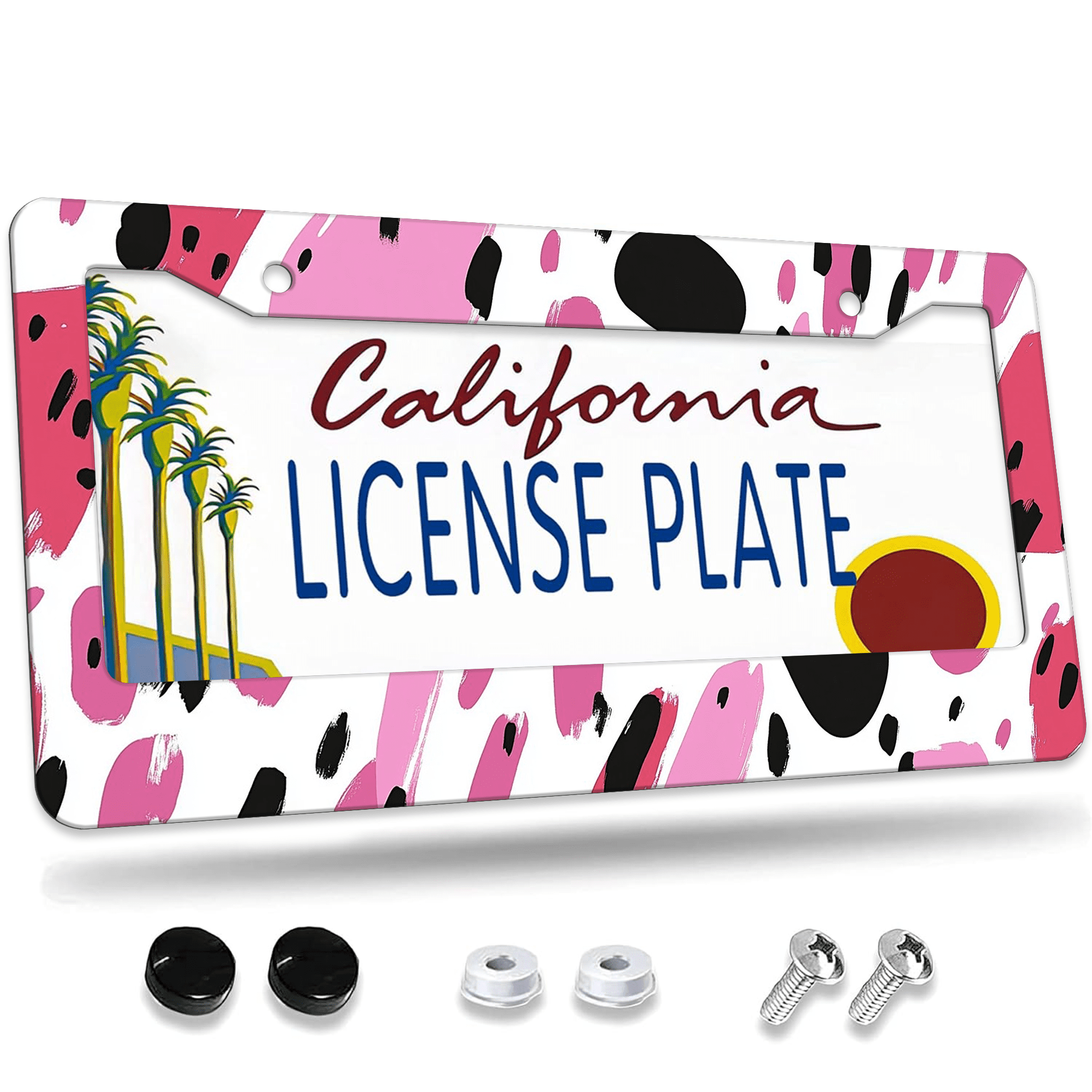 Abstract Brushstroke Pattern Designs Aluminum License Plate Frame ...