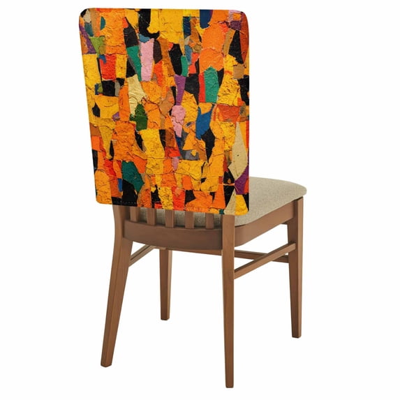 Abstract Brushstrokes Chair Back Covers Set of 4 Modern Colorful Color ...
