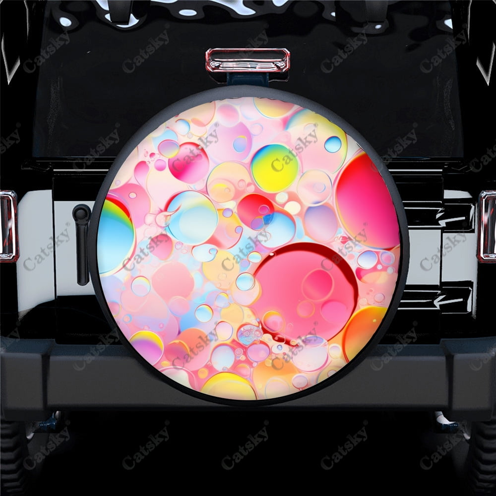 Abstract Bubble Flower Polyester Universal Spare Wheel Tire Cover ...