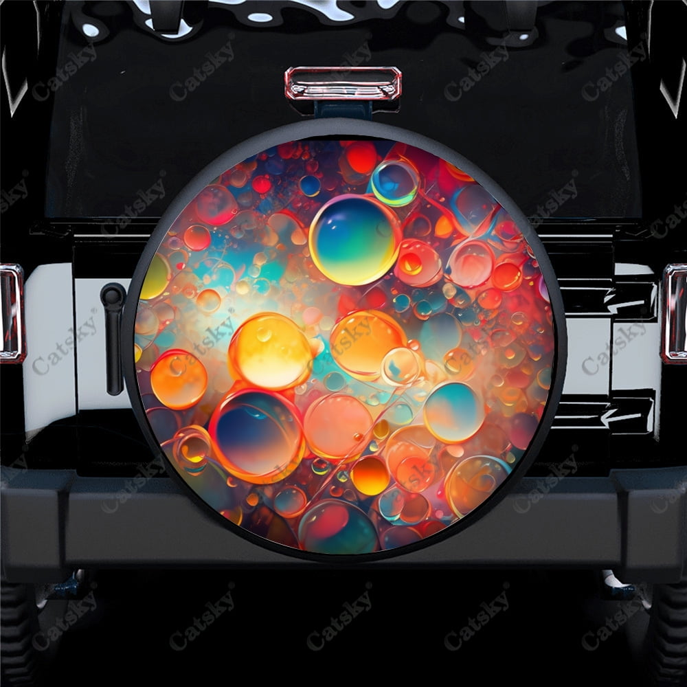 Abstract Bubble Flower Polyester Universal Spare Wheel Tire Cover ...