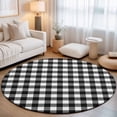 Abstract Buffalo Checkered Round Rug 5ft Modern Black White Grid ...