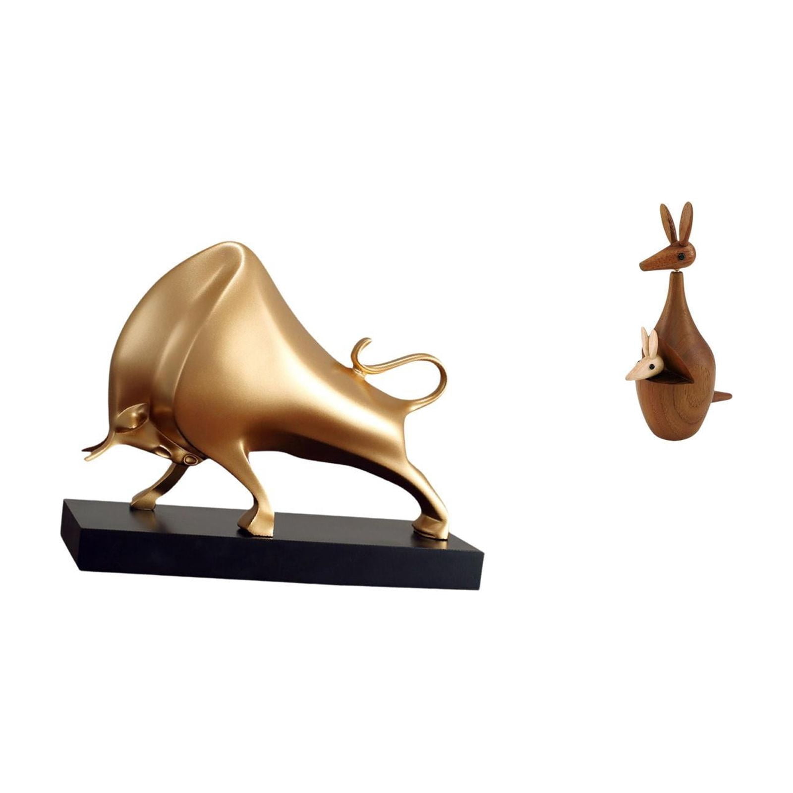 Abstract Bull Statue Ox Figurine Animal Crafts Resin and Wood Material ...