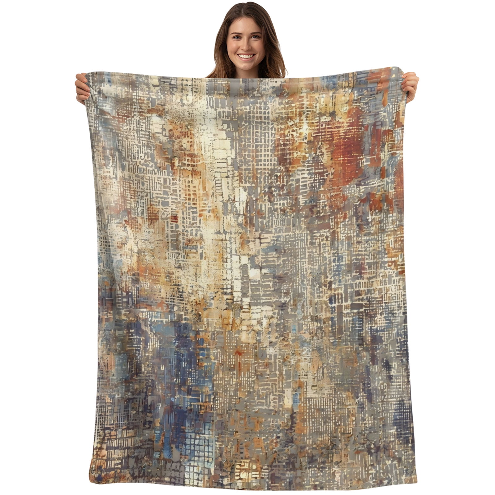 Abstract Burnt Orange Blanket Soft Cozy Warm Throw Blanket for Couch ...