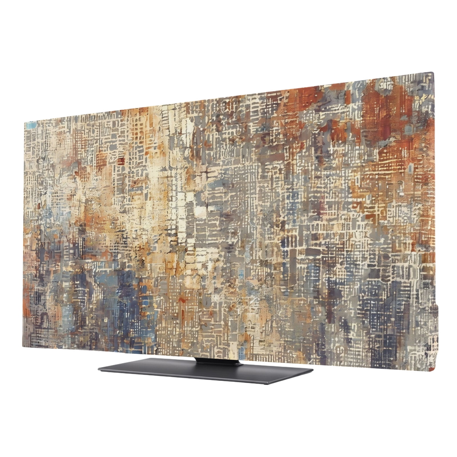 Abstract Burnt Orange TV Cover for 50 Inch Screen, Stretch Fabric ...