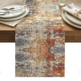 Abstract Burnt Orange Table Runner Brown Beige Vintage Artwork ...