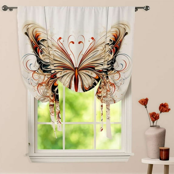 Abstract Butterfly Art Print Window Curtain for Living Room Roman ...