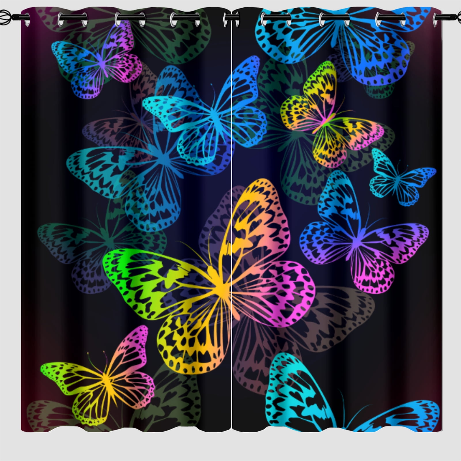 Abstract Butterfly Grommet Blackout Curtains Dreamlike Fantasy Art Spring Insects Thermal ...