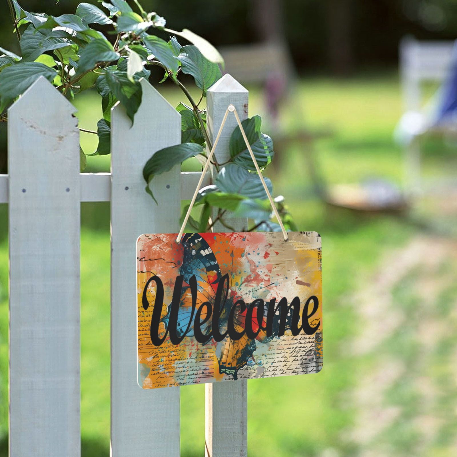 Abstract Butterfly Paper Welcome Sign for Front Door Porch Wreath Door ...