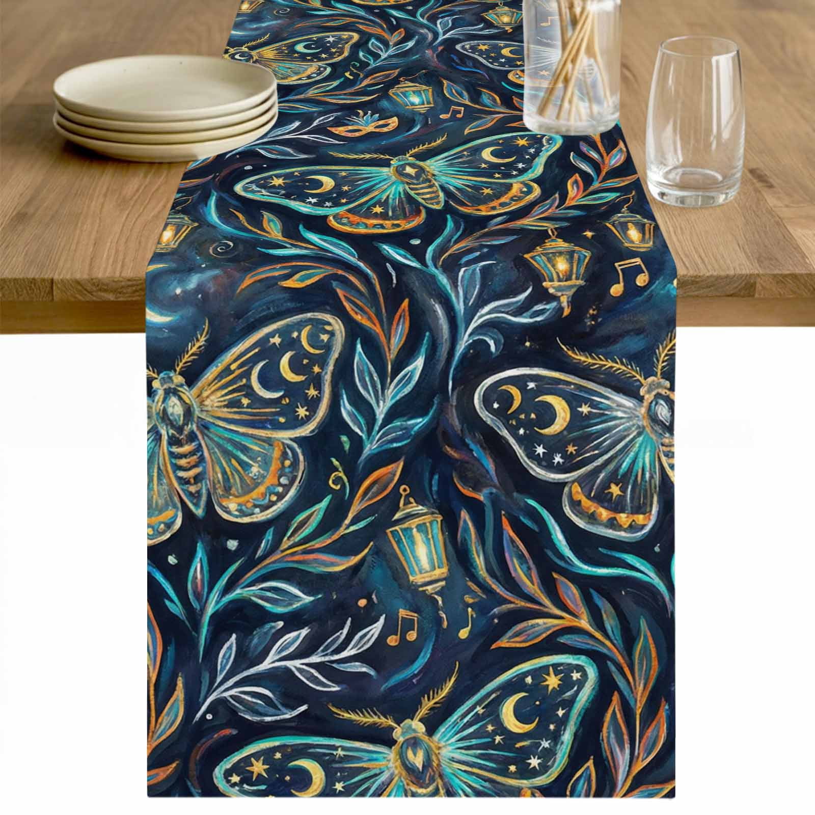 Abstract Butterfly Table Runner - 36 Inch Long Botanical Watercolor ...