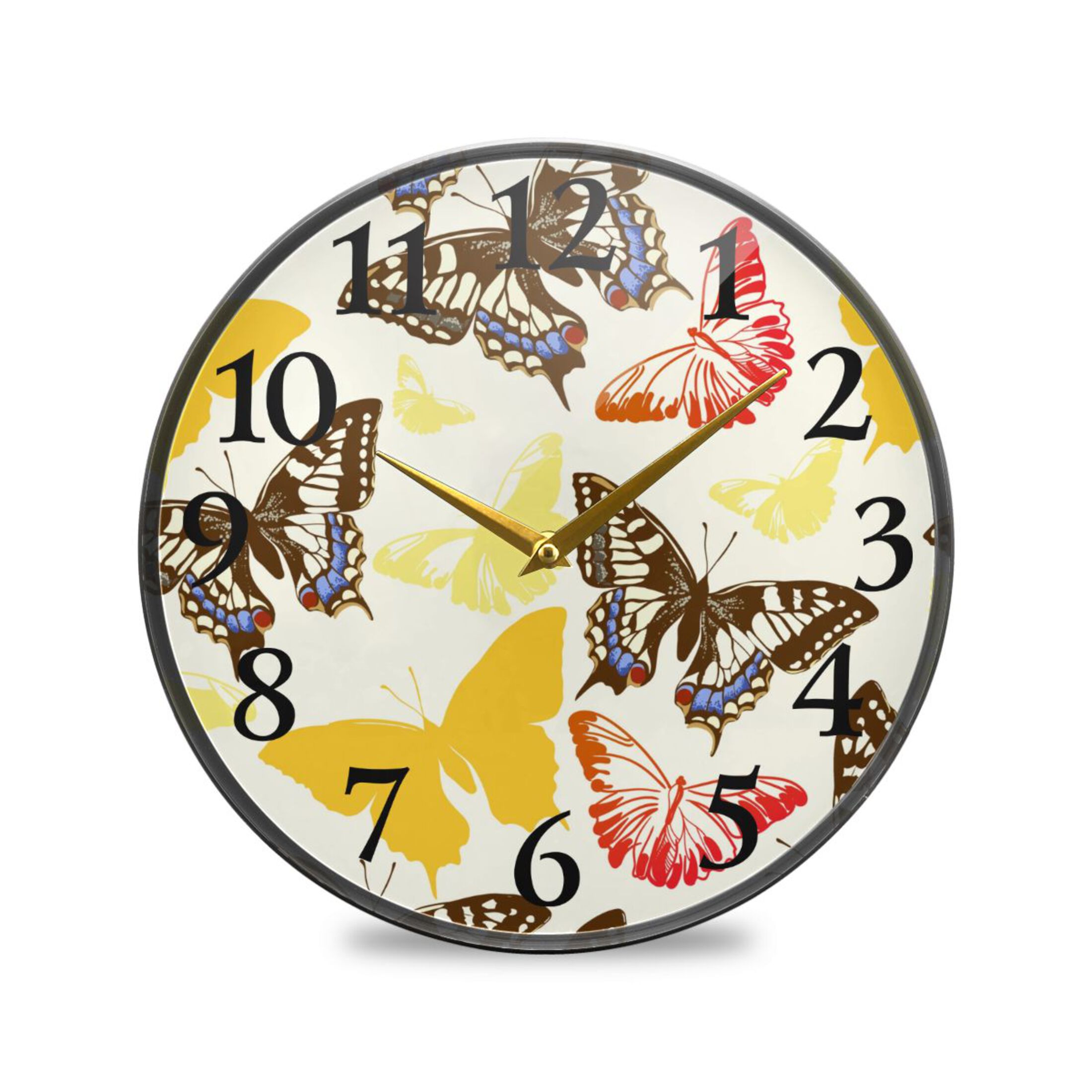 Abstract Butterfly Wall Clocks Battery Operated 9.5 Inch Round Clock ...