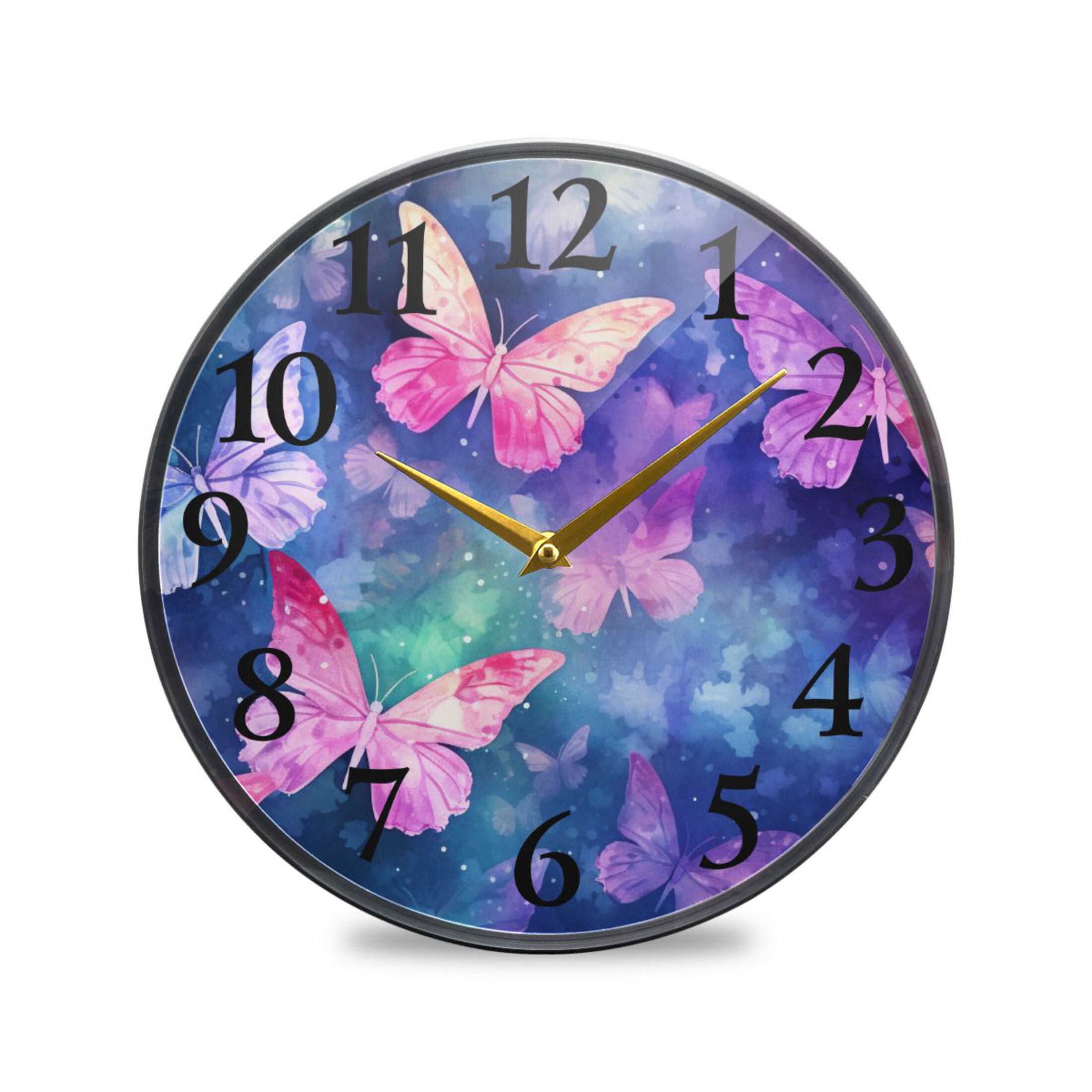 Abstract Butterfly Wall Clocks Battery Operated 9.5 Inch Round Clock ...