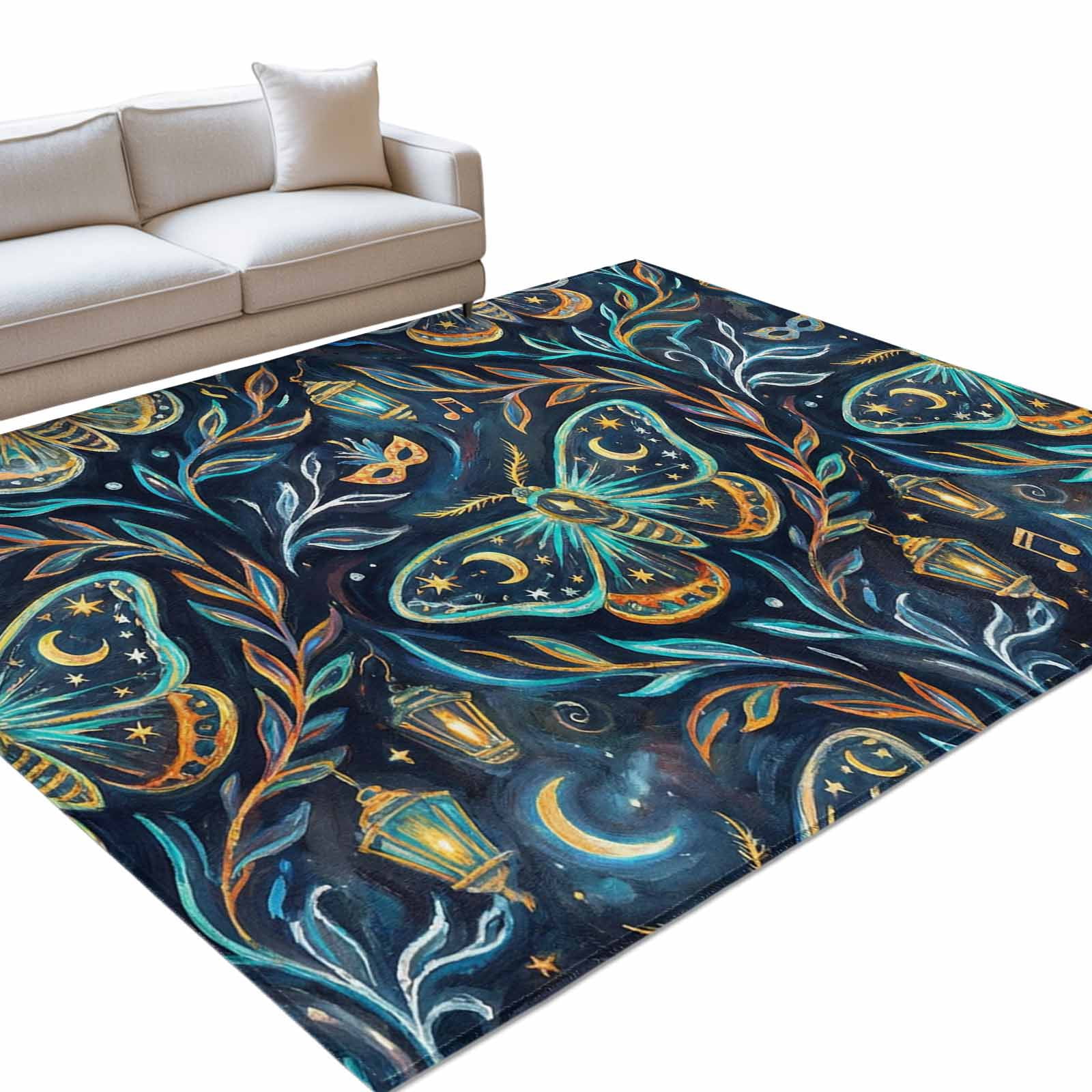 Abstract Butterfly Washable Rug 5x8 Area Rug for Living Room Bedroom ...