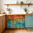 Abstract Cabinet Curtains 10" W x 11" L Orange Teal Green Gradient ...