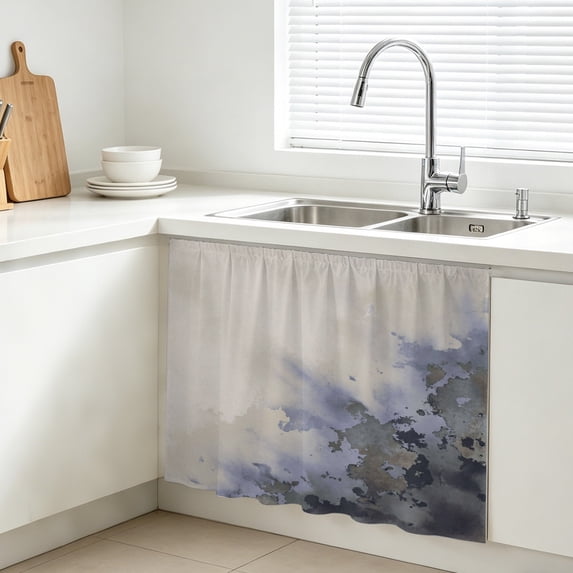 Abstract Cabinet Curtains 28" W x 35" L, Ink Painting Mottled Gradient ...