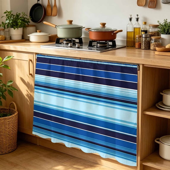 Abstract Cabinet Curtains 35" W x 35" L Colorful Mexican Stripe Navy ...