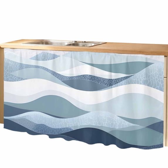 Abstract Cabinet Curtains Sea Wave Geometric Blue Grey Gradient Water ...