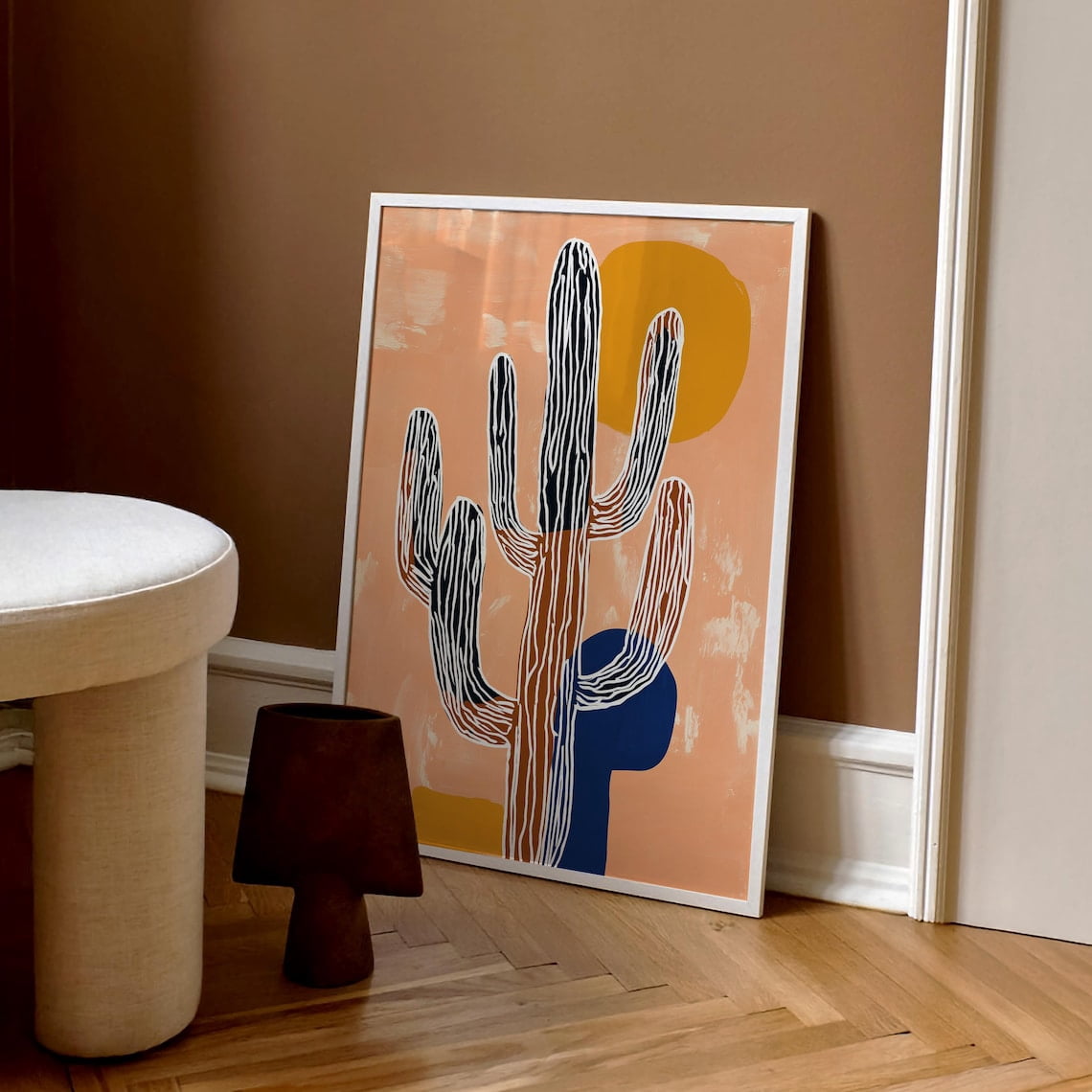 Abstract Cactus Art Retro Desert Botanical, Unframed Canvas - Walmart.com