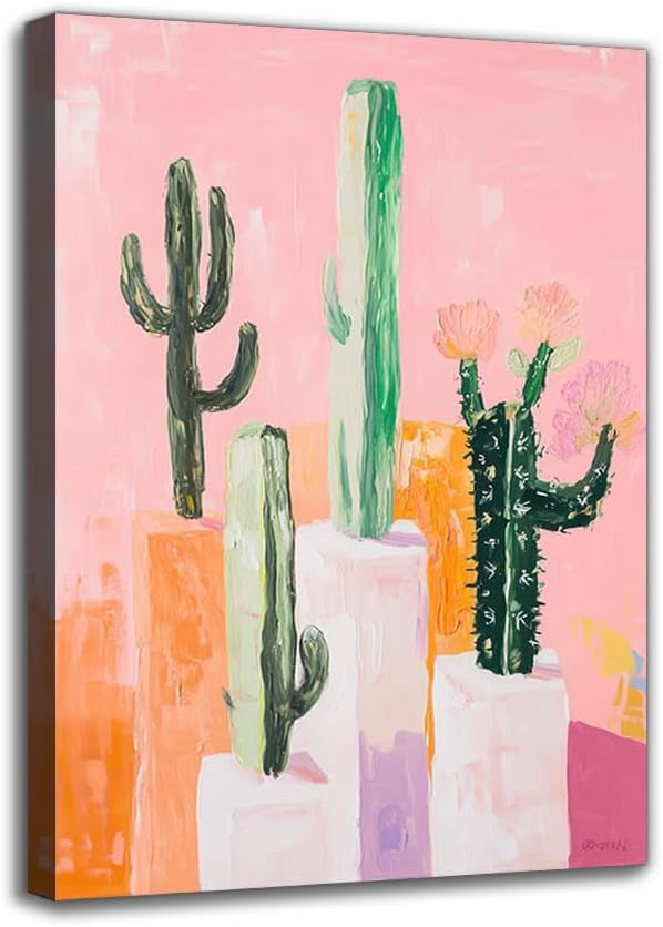 Abstract Cactus Canvas Wall Art Prints - Framed Contemporary Aesthetics ...