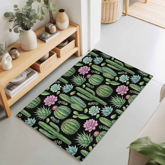 Abstract Cactus Pink Flower Leaves Rectangle Area Rug 2x3ft,Living Room ...