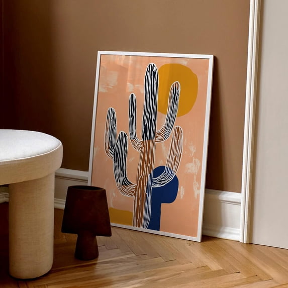 Abstract Cactus Retro Desert Botanical, Unframed Canvas - Walmart.com