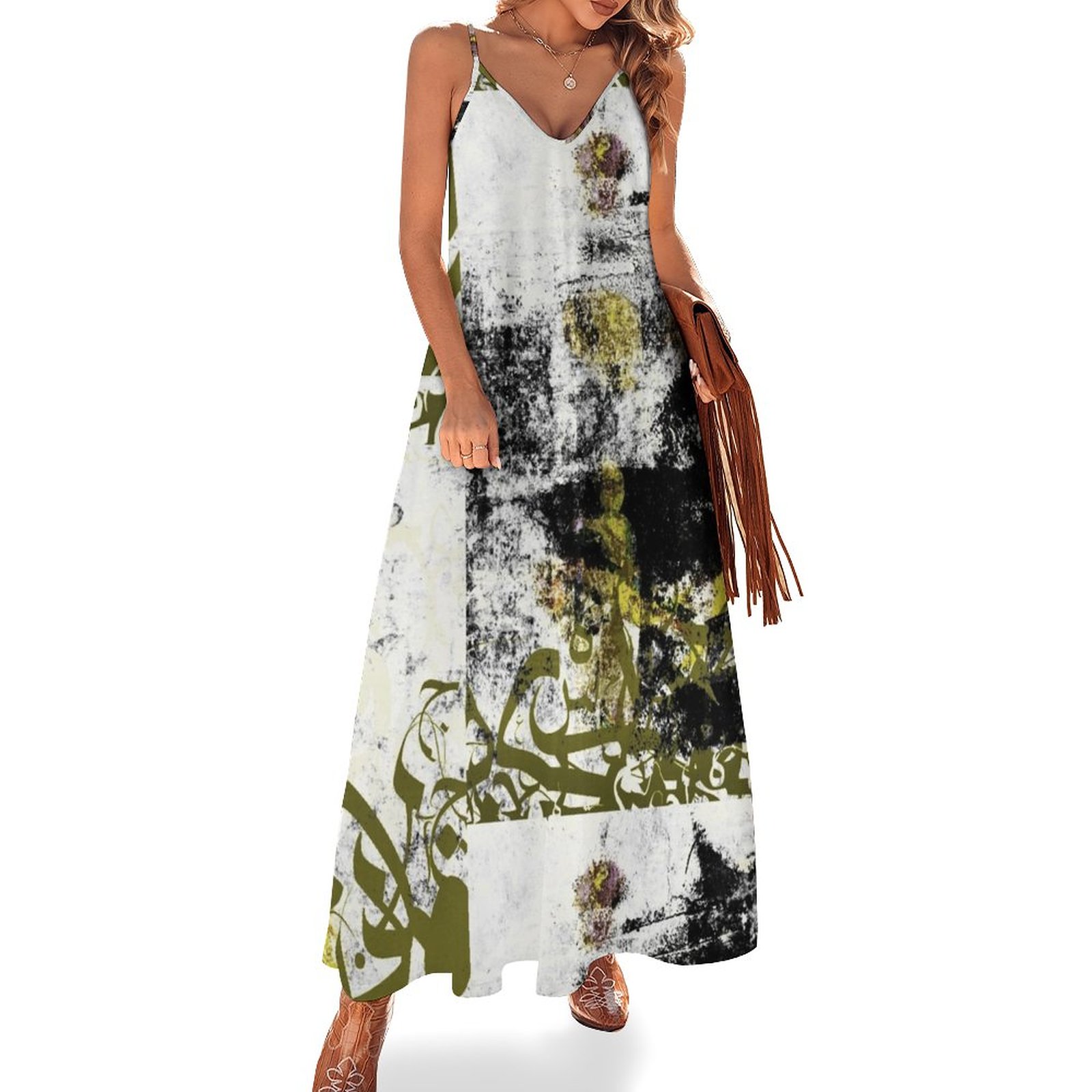 Abstract Calligraphy Sleeveless Dress Female clothing summer dress ...