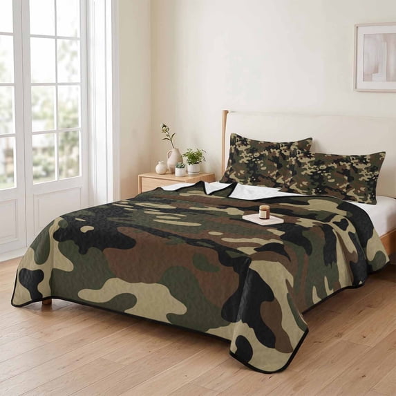 Abstract Camouflages Texture 3 Pieces Quilt Set,1 Quilt with 2 Shams ...