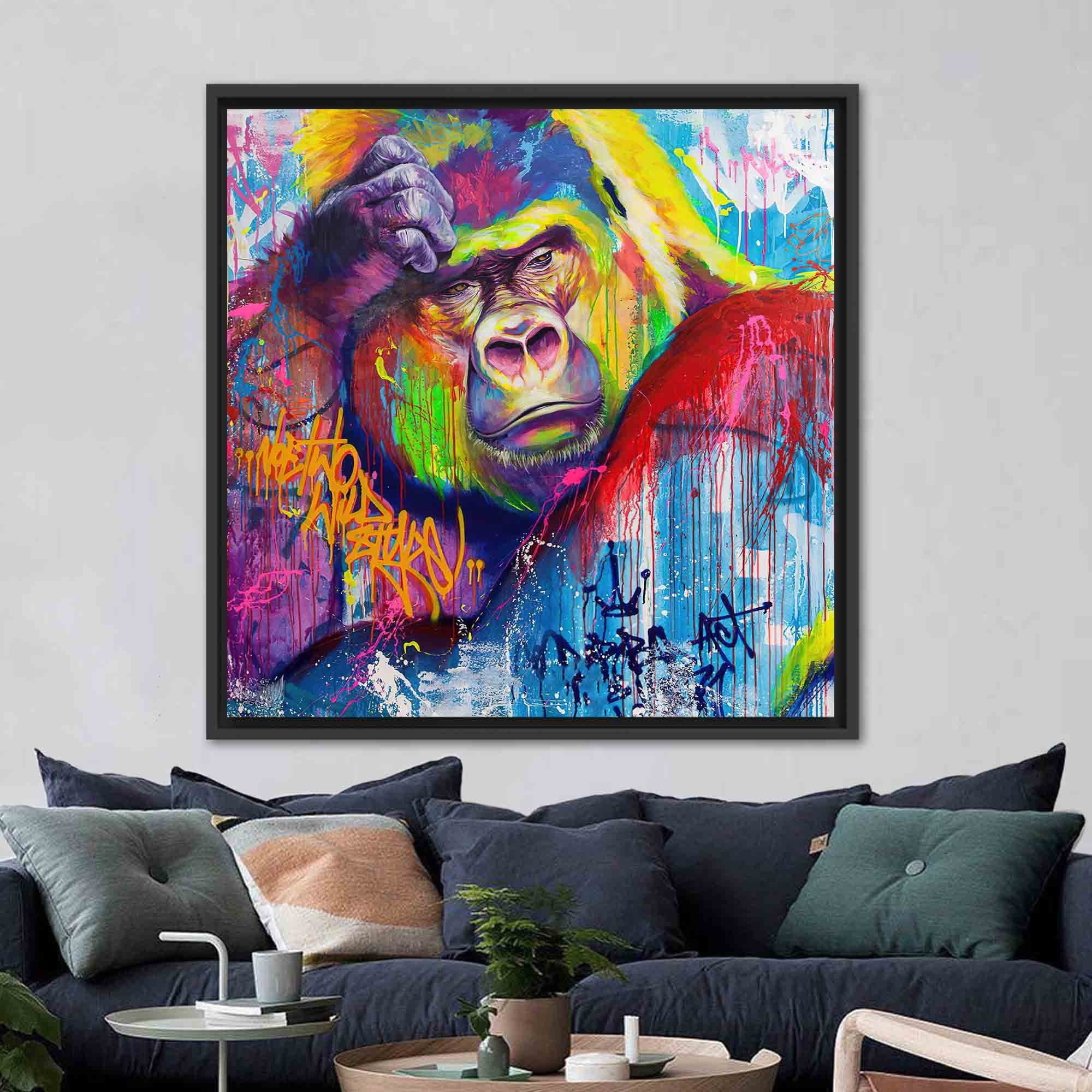 Abstract Canvas Art, Chimp Art, Monkey Canvas Art, Modern Artwork ...