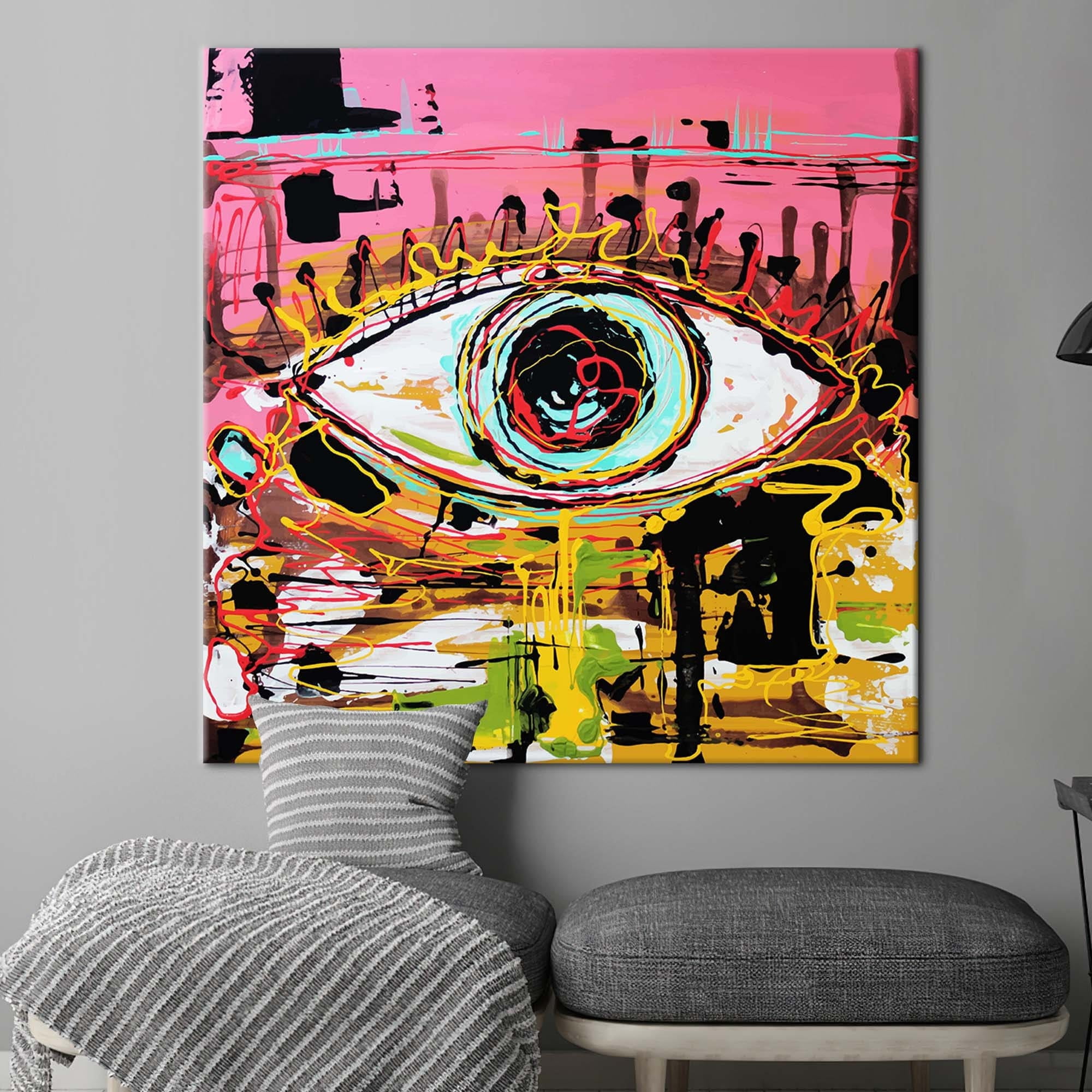 Abstract Canvas, Eye Poster, Graffiti Printed, Colorful Canvas, Street ...